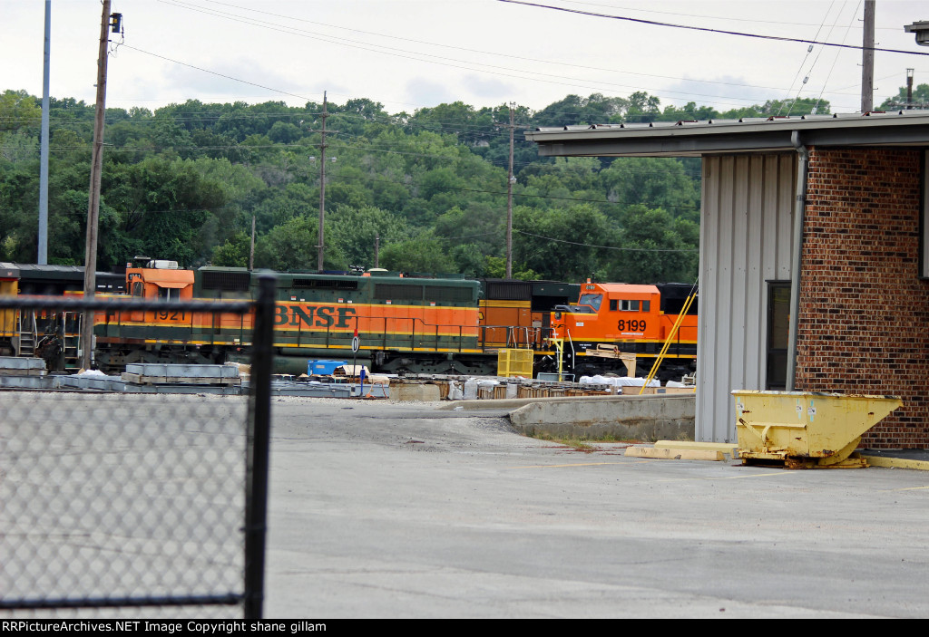 BNSF 8199 3 Swoosh on a BNSF SD60M.